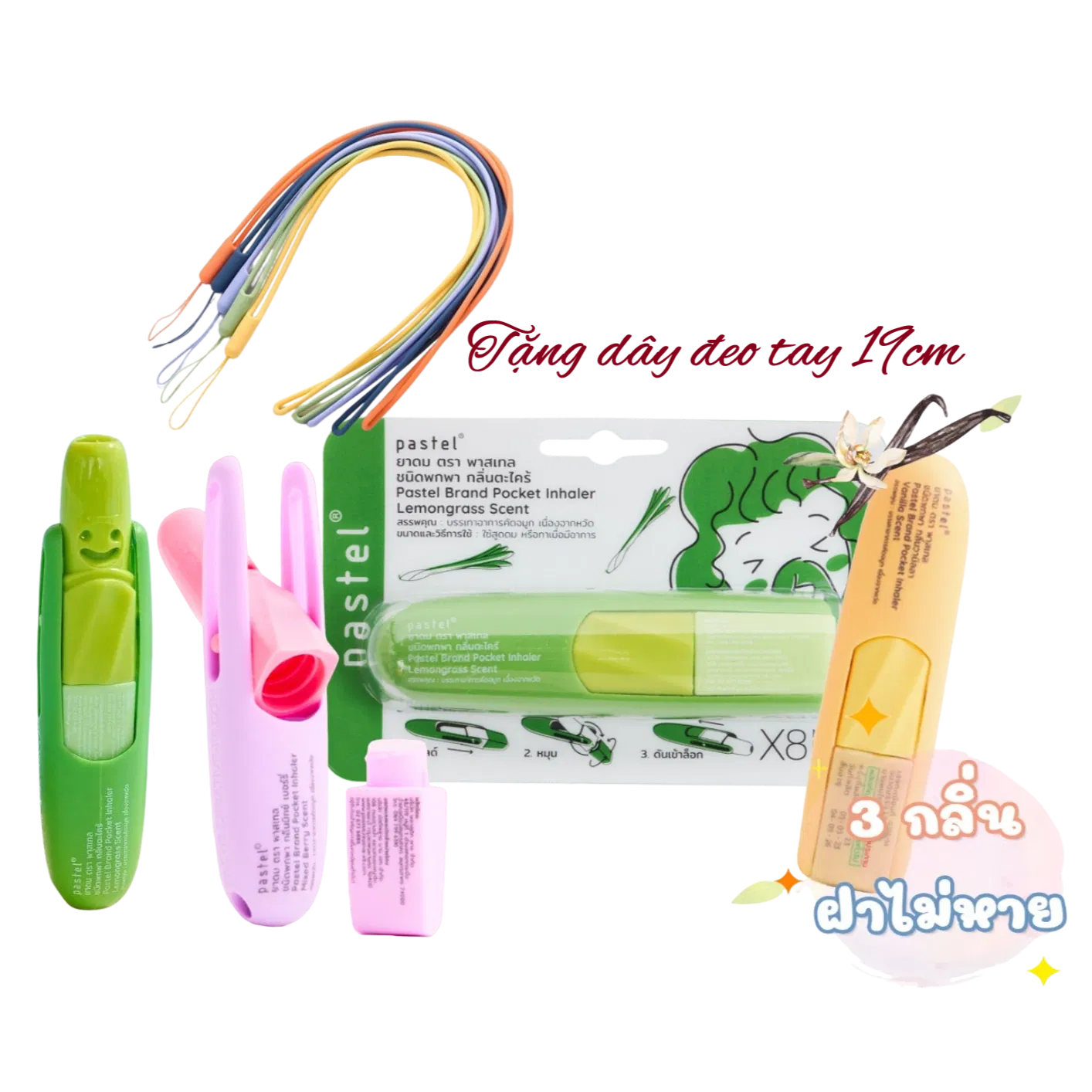 Ống hít thông mũi hương trái cây Pastel Brand Pocket Inhaler Fruity